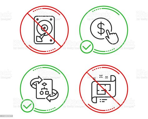 technical algorithm buy currency and hdd icons set architectural plan