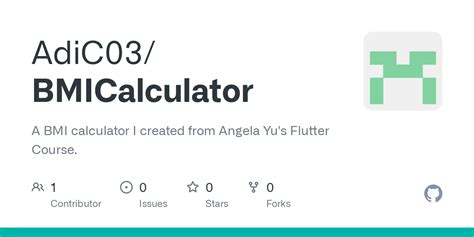 Github Adic03bmicalculator A Bmi Calculator I Created From Angela Yus Flutter Course