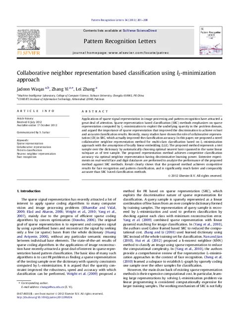Pdf Collaborative Neighbor Representation Based Classification Using
