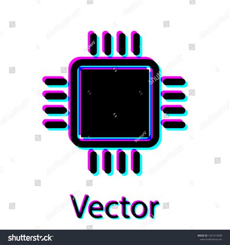 Black Computer Processor Microcircuits Cpu Icon Stock Vector Royalty Free