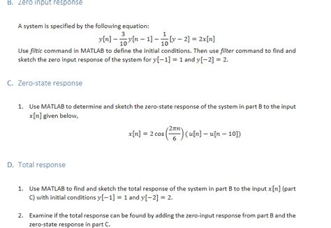 b zero input response a system is specified by the