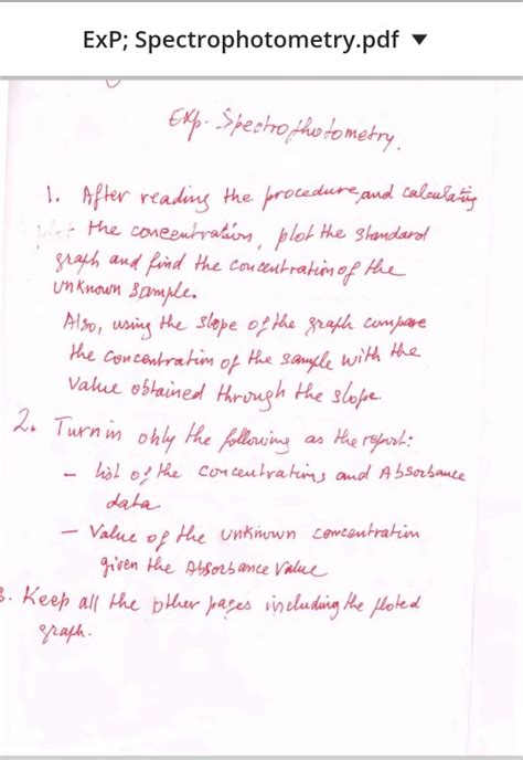 Solved Exp Spectrophotometrypdf V Experiment Analysis Of