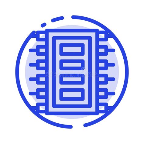 Tech Hardware Chip Computer Connect Blue Dotted Line Line Icon