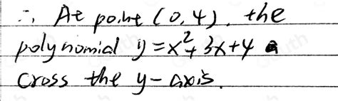 solved where does the polynomial y x 2 3x 4 cross the y axis [algebra]