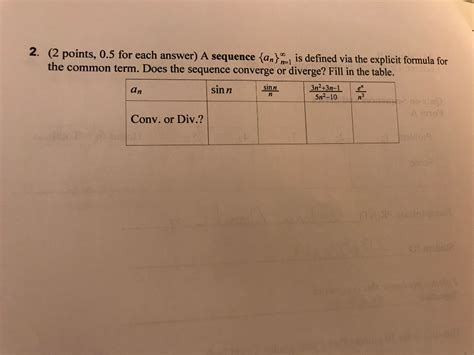 solved 2 2 points 0 5 for each answer a sequence {an}