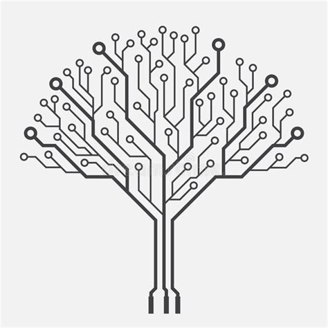 Circuit Technology Tree On White Background Computer Engineering Hardware System Stock Vector