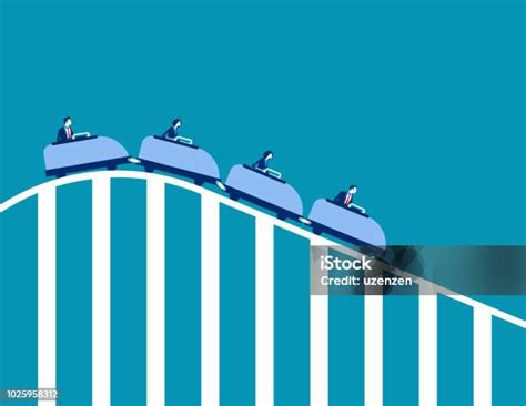 롤러 코스터 경제입니다 컨셉 비즈니스 벡터 일러스트입니다 평면 캐릭터 디자인입니다 개념에 대한 스톡 벡터 아트 및 기타 이미지 개념 경영자 경제 Istock