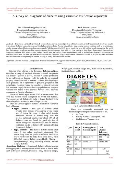 PDF A Survey On Diagnosis Of Diabetes Using Various Classification Algorithm DOKUMEN TIPS