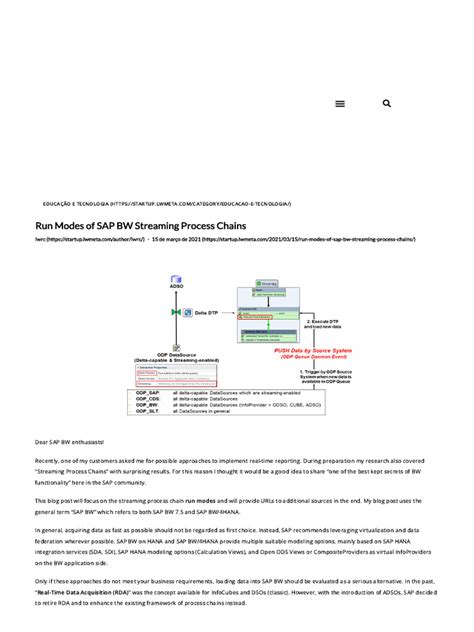 Run Modes Of Sap Bw Streaming Process Chains Pdf Latency