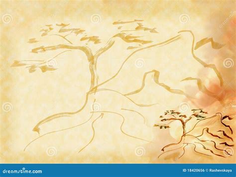 A Tree On A Rock Stock Illustration Illustration Of Abstract
