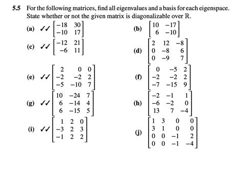 solved 5 5 for the following matrices find all eigenvalues