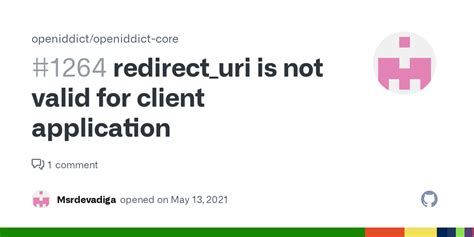 redirect uri is not valid for client application · issue 1264