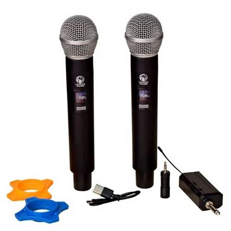 Uhf Wireless Unidirectional Microphone Handheld Mic With Receiver Duel Cordless Black At Rs