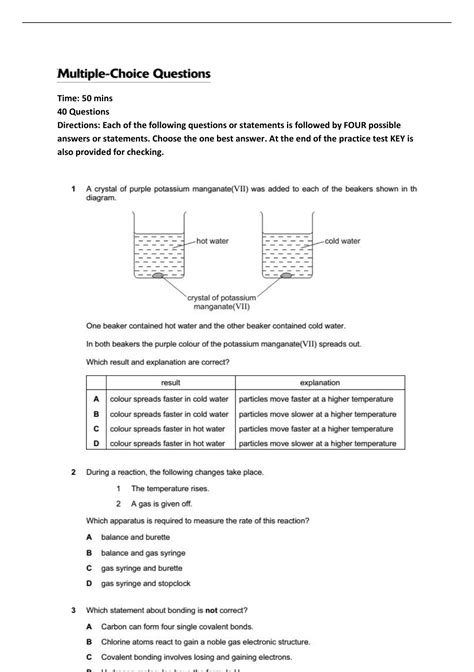 Igcse Chemistry 0620 Practice Test 15 Mcqs Based Igcse Stuvia Us
