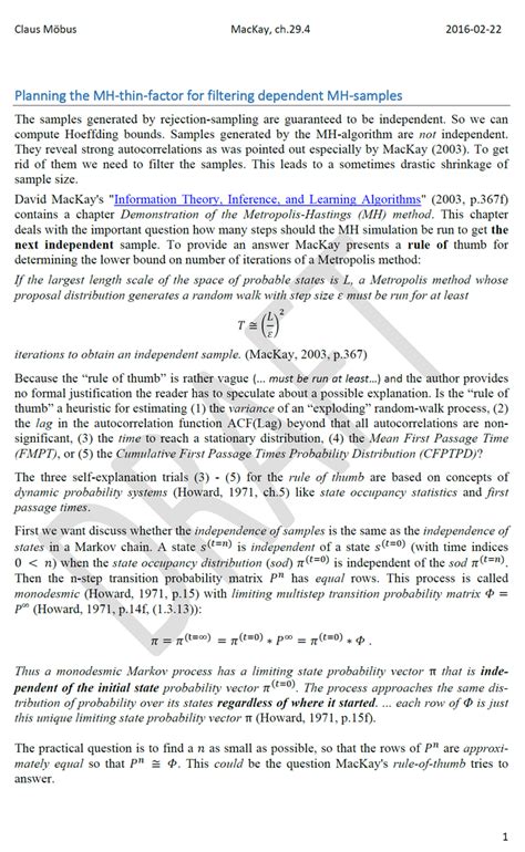 Metropolis Hastings Sampling University Of Oldenburg