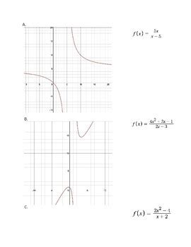 Rational Functions Vertical Asymptotes Sorting Cards By Missblee