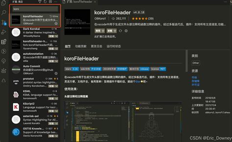 vscode 使用 korofileheader 配置作者信息、及函数注释 ros slam csdn专栏