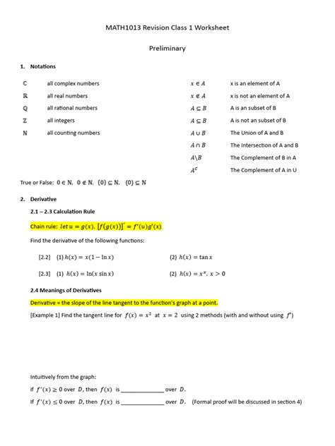 Revision Class 1 Worksheet With Solution Pdf