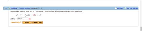 Solved Use The Rk4 Method With H 01 To Obtain A Solved Use The Rk4 Method With H 01 To Obtain A