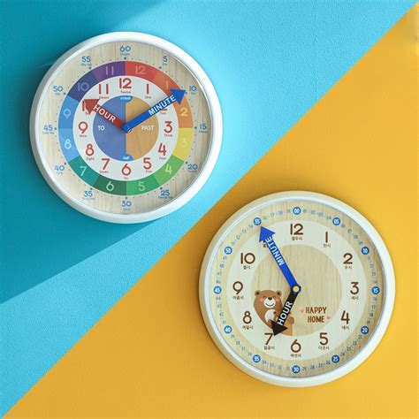 오리엔트 무료배송 무소음 시간배우기 교육용벽시계 레인보우곰돌이 2종 택1 위시버킷
