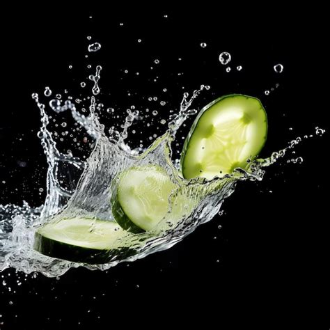 Premium Ai Image Cucumber With Water Splash