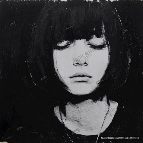 Ai创作图忧郁画技巧 碳笔画插图 版画艺吧 炭笔画 碳笔画 悲伤画 焦躁装饰画 丙烯酸肖像 黑画 滚涂作业 黑白意境画 女生头像黑白稿 黑白板画 黑白板绘 艺术画黑白画 昵图网