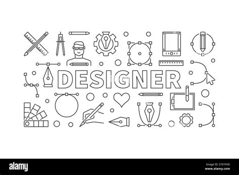 Designer Modern Vector Horizontal Illustration Or Banner In Thin Line Style Stock Vector Image