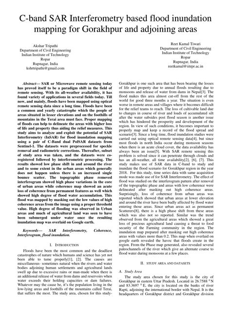 Pdf C Band Sar Interferometry Based Flood Inundation Mapping For Gorakhpur And Adjoining Areas