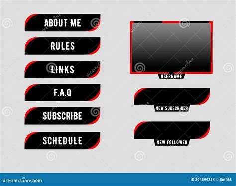 Twitch Set Of Modern Gaming Panels And Overlays For Live Streamers