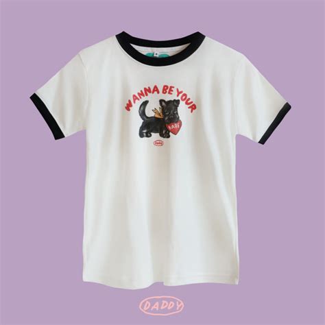 DADDY Wanna Be T Shirt เสอยดแขนสน ลายนองหมากบหวใจสดนารก สขาว Lazada co th