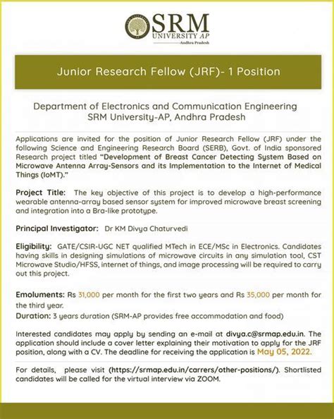 Dr Divya Chaturvedi On Linkedin Looking For A Bright Hardworking And Motivated Jrf For Dst