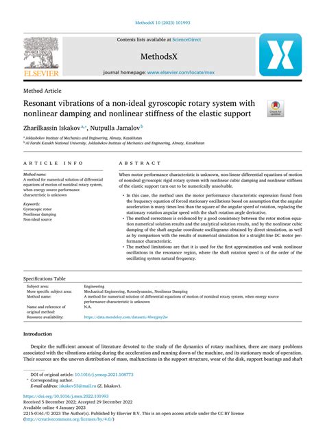 Pdf Resonant Vibrations Of A Non Ideal Gyroscopic Rotary System With