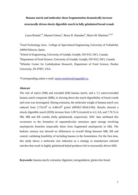 Pdf Banana Starch And Molecular Shear Fragmentation Dokumen Tips