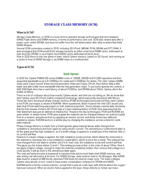 storage class memory scm pdf flash memory computer memory