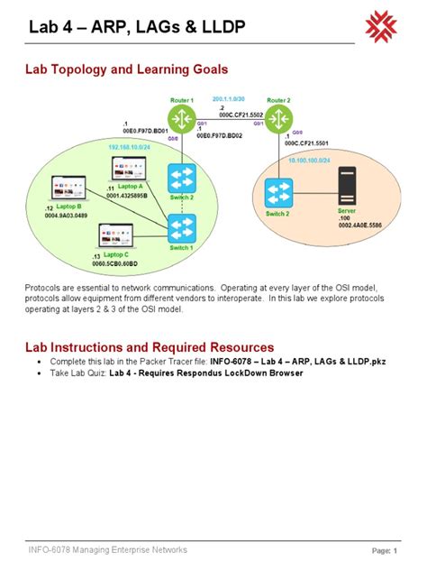 Info 6078 Lab 4 Arp Lags And Lldp Pdf Computer Network Network Switch