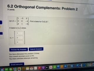 6 2 Orthogonal Complements Problem 2 18 Poind Chegg Com