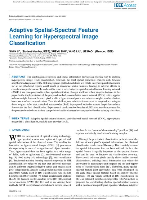 pdf adaptive spatial spectral feature learning for hyperspectral