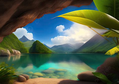 호수와 산이 있는 아름다운 열대 풍경의 3d 렌더링 호수와 산 아름다운 열대 풍경 자연 배경 렌더링 배경 일러스트 및 사진 무료 다운로드 Pngtree