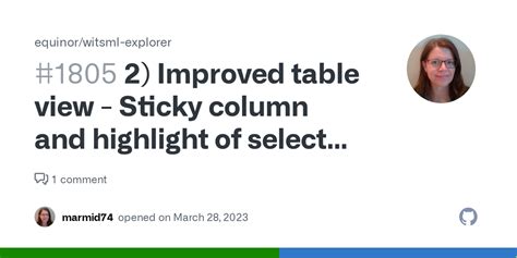 2 Improved Table View Sticky Column And Highlight Of Selected Row · Issue 1805 · Equinor