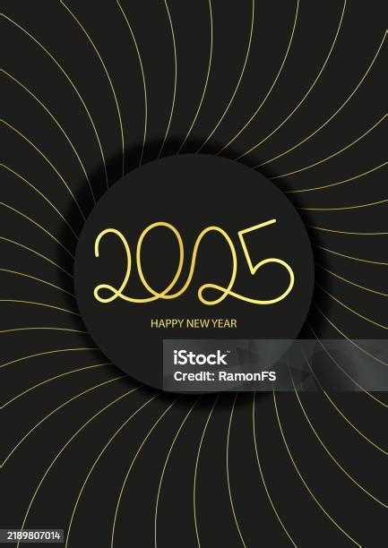 우아한 블랙과 골드 2025 새해 복 많이 받으세요 방사형 라인이 있는 디자인 12월 31일에 대한 스톡 벡터 아트 및 기타 이미지 12월 31일 2025년 3차원