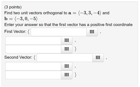 Solved 3 Points Find Two Unit Vectors Orthogonal To Chegg Com