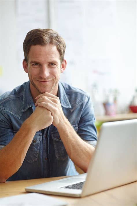 Man Laptop And Confident In Office For Portrait Tech Support And
