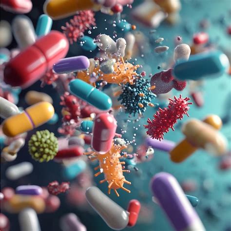A Visual Of Different Types Of Antibiotics With Resistance Warnings Premium AI Generated Image