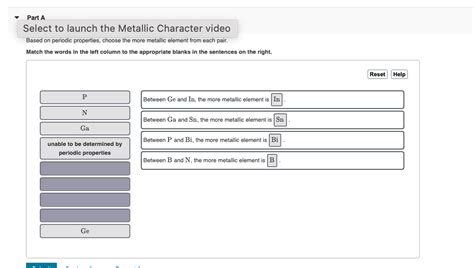 solved part a select to launch the metallic character video