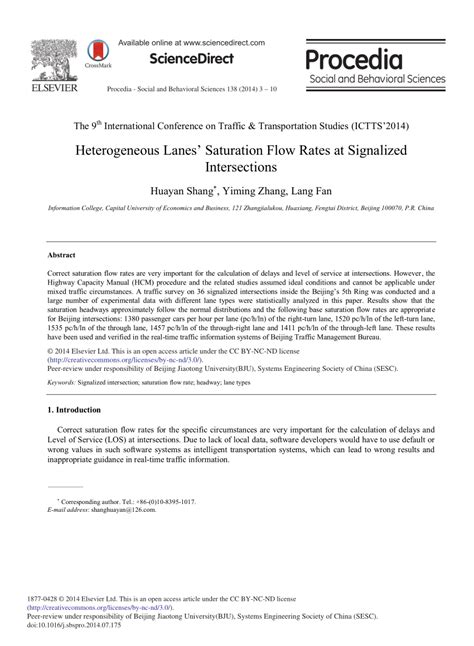 Pdf Heterogeneous Lanes Saturation Flow Rates At Signalized Intersections