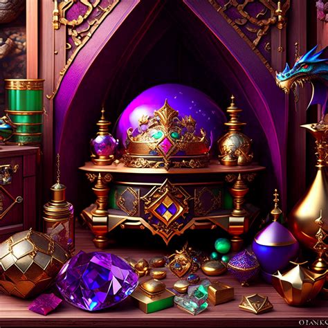Dragon S Treasure Room With Piles Of Gold And Gemstone
