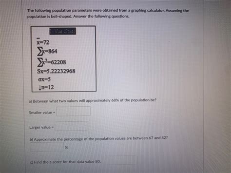solved the following population parameters were obtained