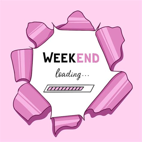 Premium Vector Weekend Loading Torn Pink Background Hand Drawn Illustration