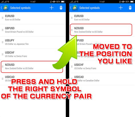 how to delete and arrange currency pair on mt4 application for