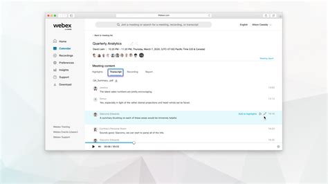 Review And Manage Meeting Transcripts Created By Webex Assistant For Meetings